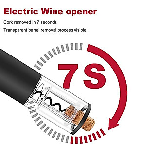 SCHACHUP Electric Wine Bottle Opener,Automatic Wine Opener Set,Wine Corkscrew with Wine Vacuum stopper, Wine Aerator Pourer and Foil Cutter Set for Home Kitchen Party Bar Wedding, gift in Black