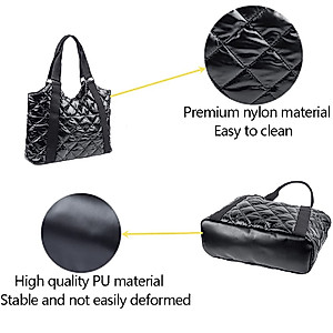 big Quilted Padding Tote Handbags Women Lightweight Padded Nylon Large Puffy Puffer purse Bag Multi Pockets shoulder bag