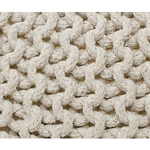 WOVEN ST. Hand-Knitted Cotton Pouf - 100% Cotton - Ottomans Footrest - Floor Chair - for Living Room, Bedroom, Kids Room - Small Furniture Indoor Pouf - 18’’ x 18’’ x 14’’ - Natural
