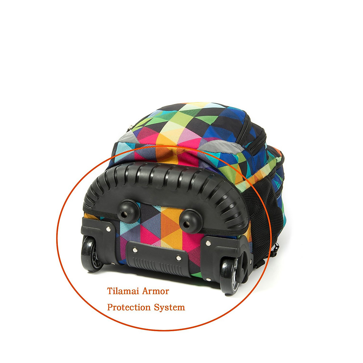 Tilami Rolling Backpack Armor Luggage School Travel Book Laptop 18 Inch Multifunction Wheeled Backpack for Students … (Blue Geometric 1)