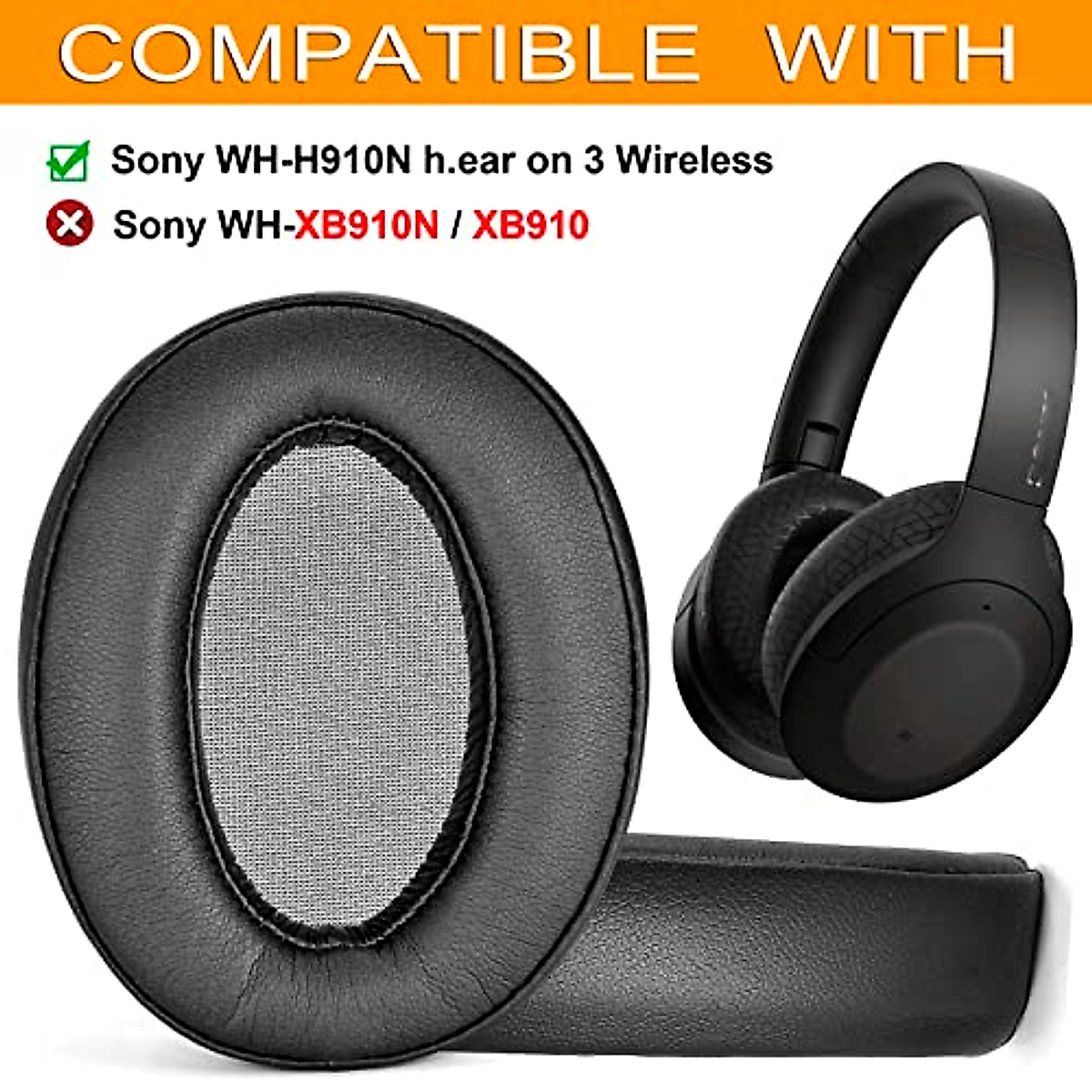 WH-H910N Ear Pads - defean Replacement Ear Cushion Cover Compatible with Sony WH-H910N h.Ear on 3 Wireless Noise-Canceling Headphones (Black)
