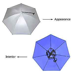 NEW-Vi Umbrella Hat, 25 inch Hands Free Umbrella Cap for Adults and Kids, Fishing Golf Gardening Sunshade Outdoor Headwear (Silver)