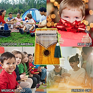 Kalimba 17 keys Thumb Piano with Case,Solid Koa Wood Professional Kalimba Marimba Gift for Kids Adult Beginners Professional
