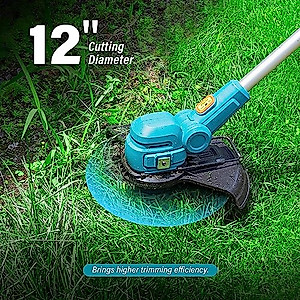 Berserker 20V 12" Cordless String Trimmer 2.0Ah Battery Powered and Fast Charger Included, 2-in-1 Compact Weed Wacker Eaters and Edger with Support Wheels，Ideal for Lawn Trim and Yard Maintenance