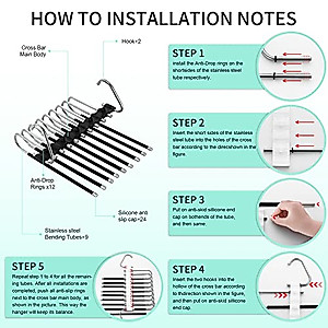 LAOYBLES Upgrade 9 Layers Pants Hangers Space Saving for Closet 2 Pack Hanger Organizer for Jeans Non Slip (Black)