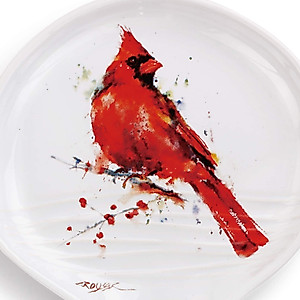 DEMDACO Dean Crouser Cardinal Bird Watercolor Red 5 x 5 Glossy Ceramic Stoneware Spoon Rest