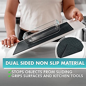 Drawer and Shelf Liner - TRULY NON-SLIP, THICK, WATERPROOF - Reusable Durable Kitchen Cabinet Liner - Non Adhesive Drawer Liner Roll Washable Fridge Rubber Shelf Liner for Pantry (1 FT x 20 FT, Black)