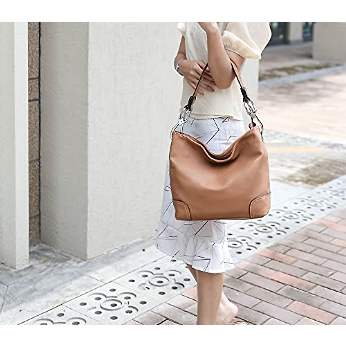 MKF Hobo Purses for Women – Soft PU Leather Handbag Slouchy Womens Hobo Shoulder bag – Fashion Top Handle Pocketbook Black