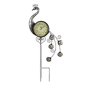 Poolmaster 54581 Outdoor Thermometer Garden Stake, Peacock, Multi