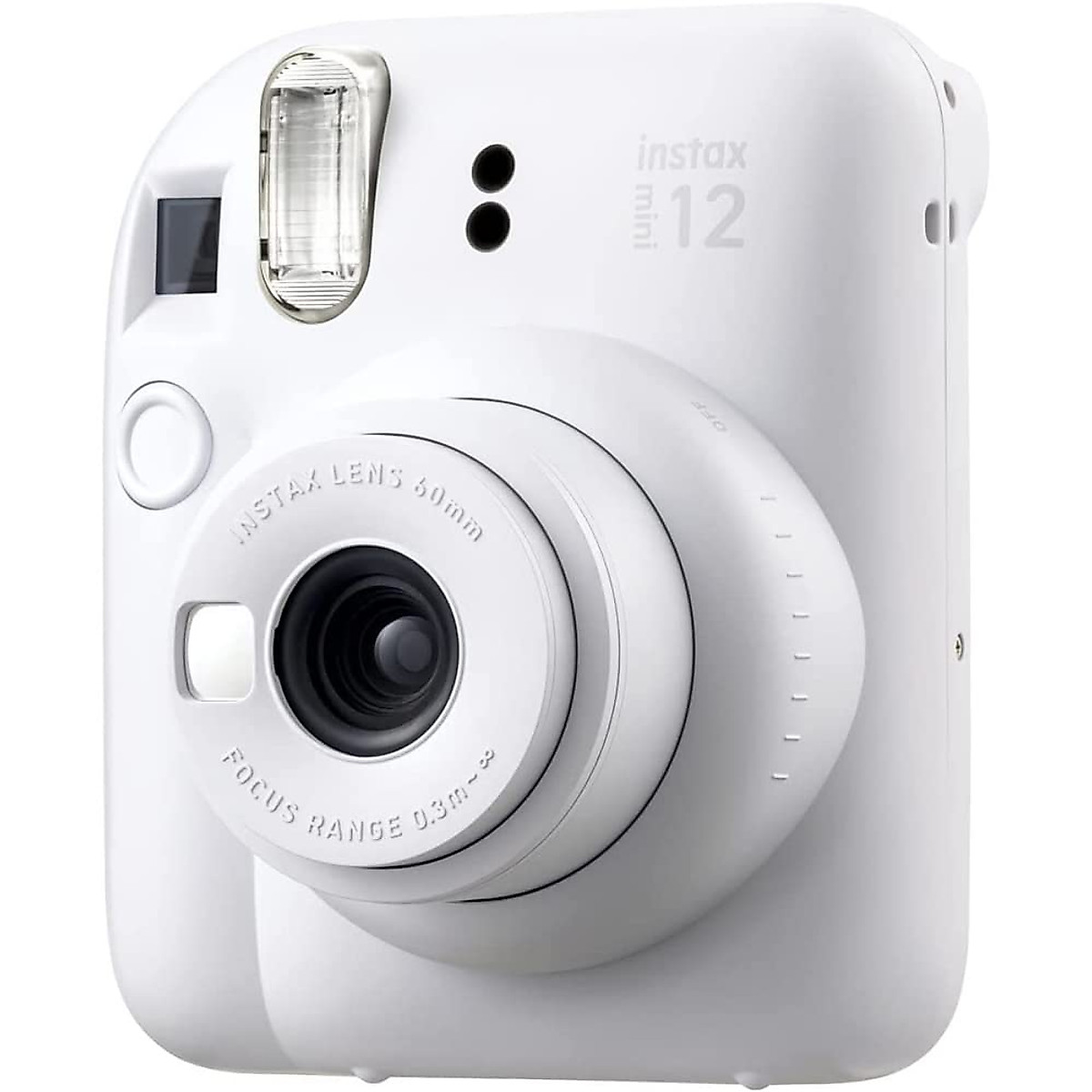 Fujifilm 16806274 Instax Mini 12 Instant Camera, Clay White Bundle with Instax Mini Twin Pack Picture Format Instant Daylight Film (20 Shots) and Deco Essentials 2" x 3" White 64 Page Photo Album
