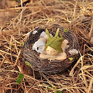 Top Collection 4202 Sleeping Fairy Baby with Owl in Nest Figurines