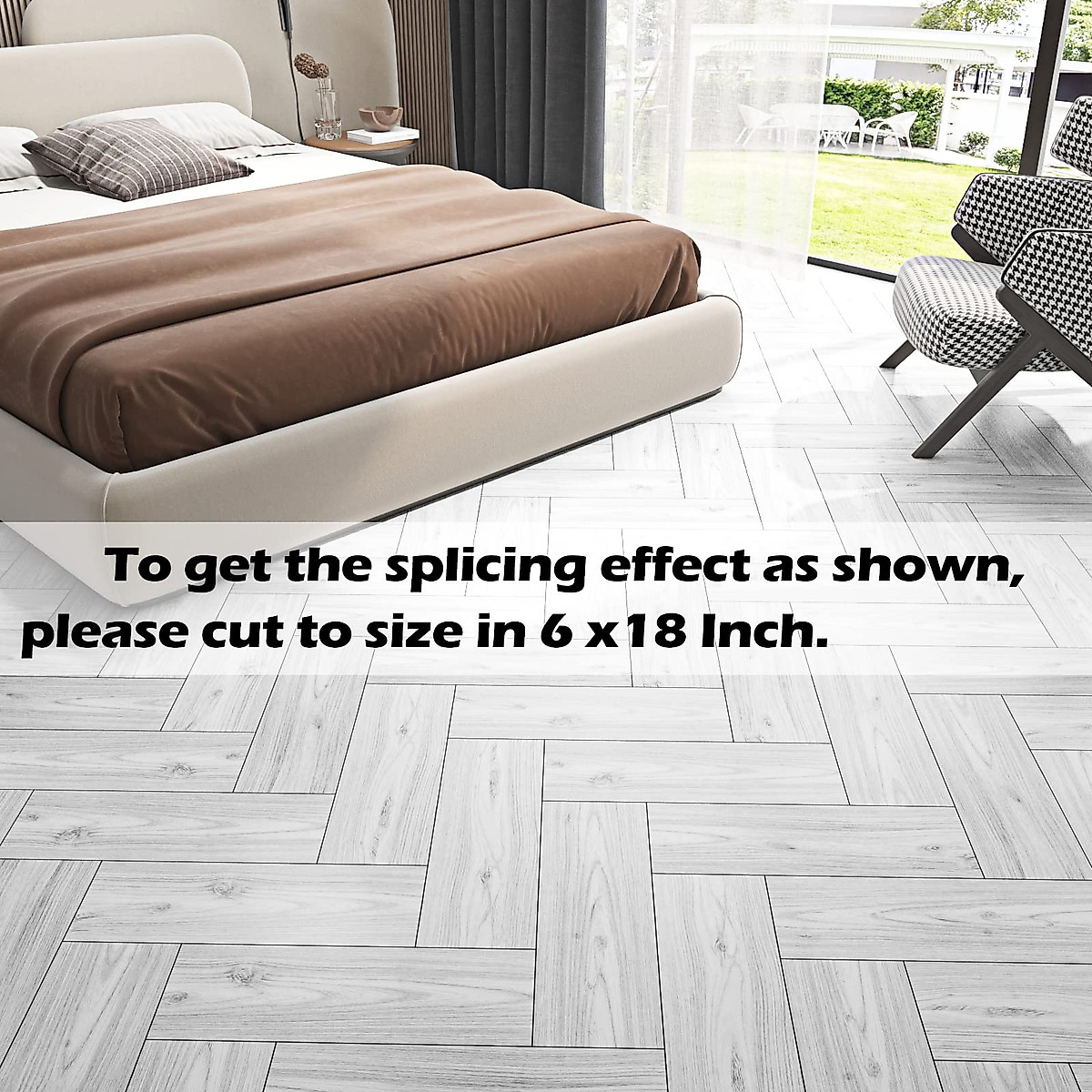 FunStick 6"x36" Peel and Stick Flooring Planks White Wood Vinyl Flooring Peel and Stick Floor Tile White Grey Wood Vinyl Plank Flooring Waterproof Sticky Tiles for Floor Bedroom Bathroom Kitchen 5 Pcs