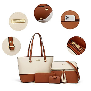 Women Fashion Handbags Wallet Tote Bag Shoulder Bag Top Handle Satchel Purse Set 4pcs