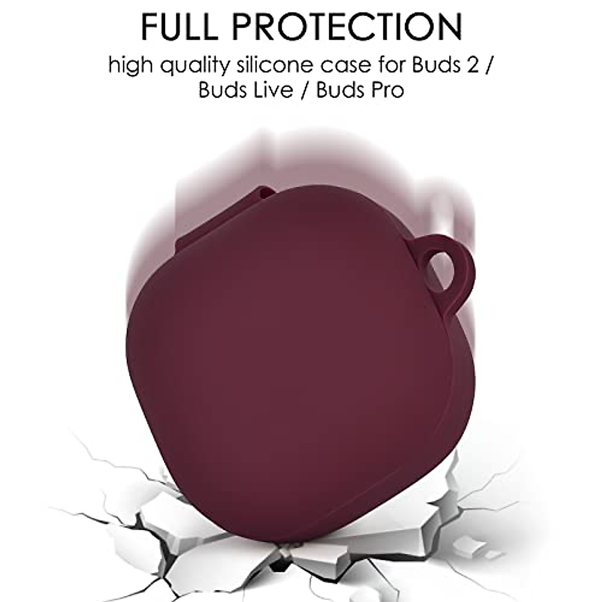 Filoto Case for Samsung Galaxy Buds 2 (2021) / Galaxy Buds Pro (2021) / Galaxy Buds Live/Buds 2 Pro, Cute Silicone Earbuds Protective Case Cover with Bracelet Keychain (Burgundy)