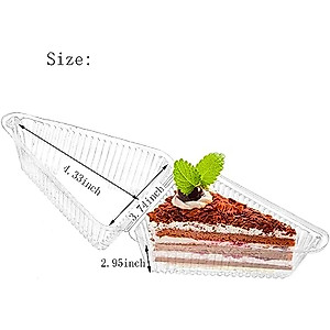 MFDSJ 100 Pieces Cake Slice Plastic Containers with Lids 5 Inches Hinged Lid Cheese cake Container, for Home, Bakery and Cafe