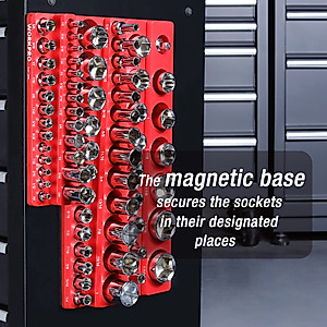 WORKPRO Magnetic Socket Organizer Set, 3-Piece Socket Holder Set Includes 1/4", 3/8" and 1/2" Drive SAE Socket Trays, Holds 68 Pieces Standard Size and Deep Size Sockets(Socket not Included)