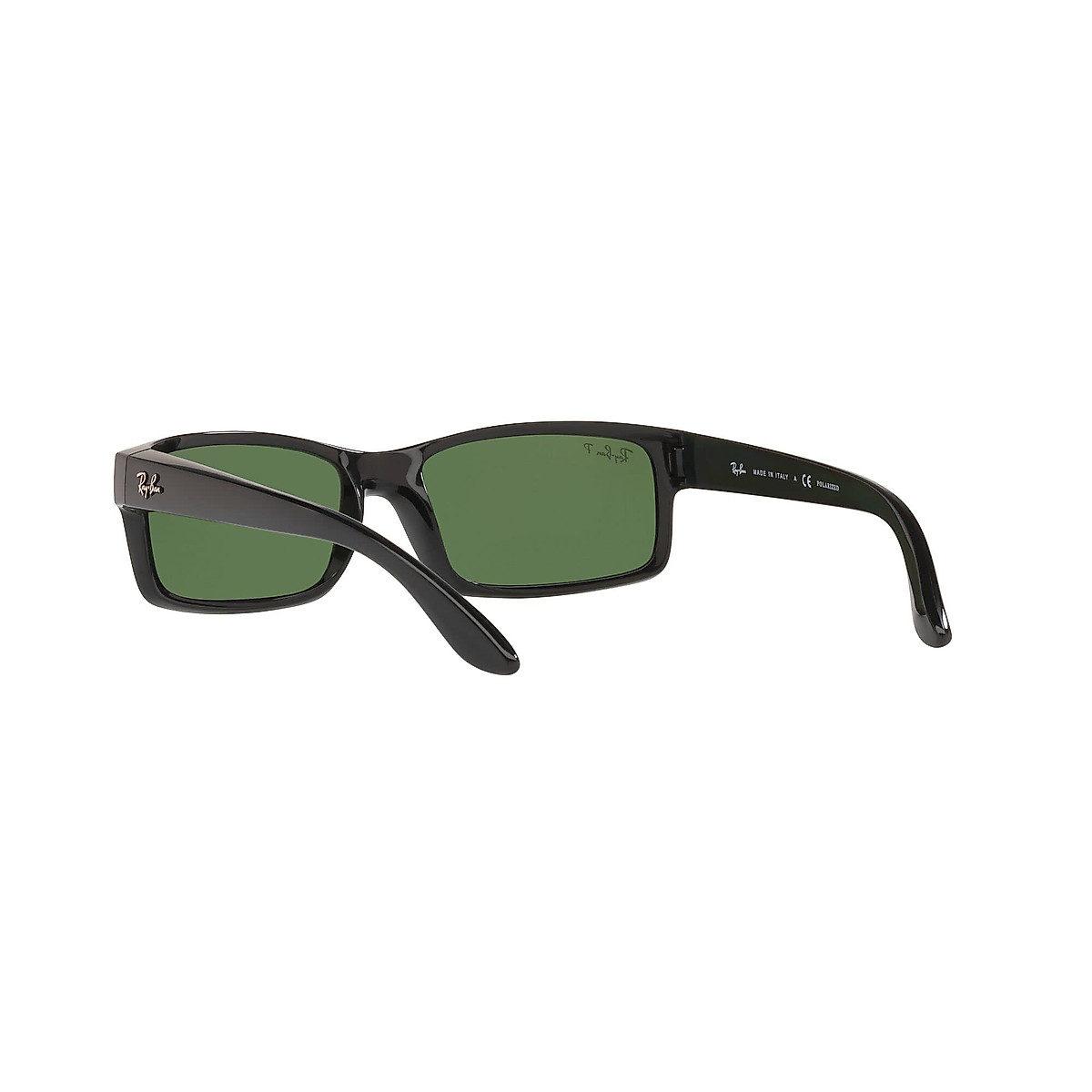 Ray-Ban RB4151 Rectangular Sunglasses, Black/Polarized Green, 59 mm