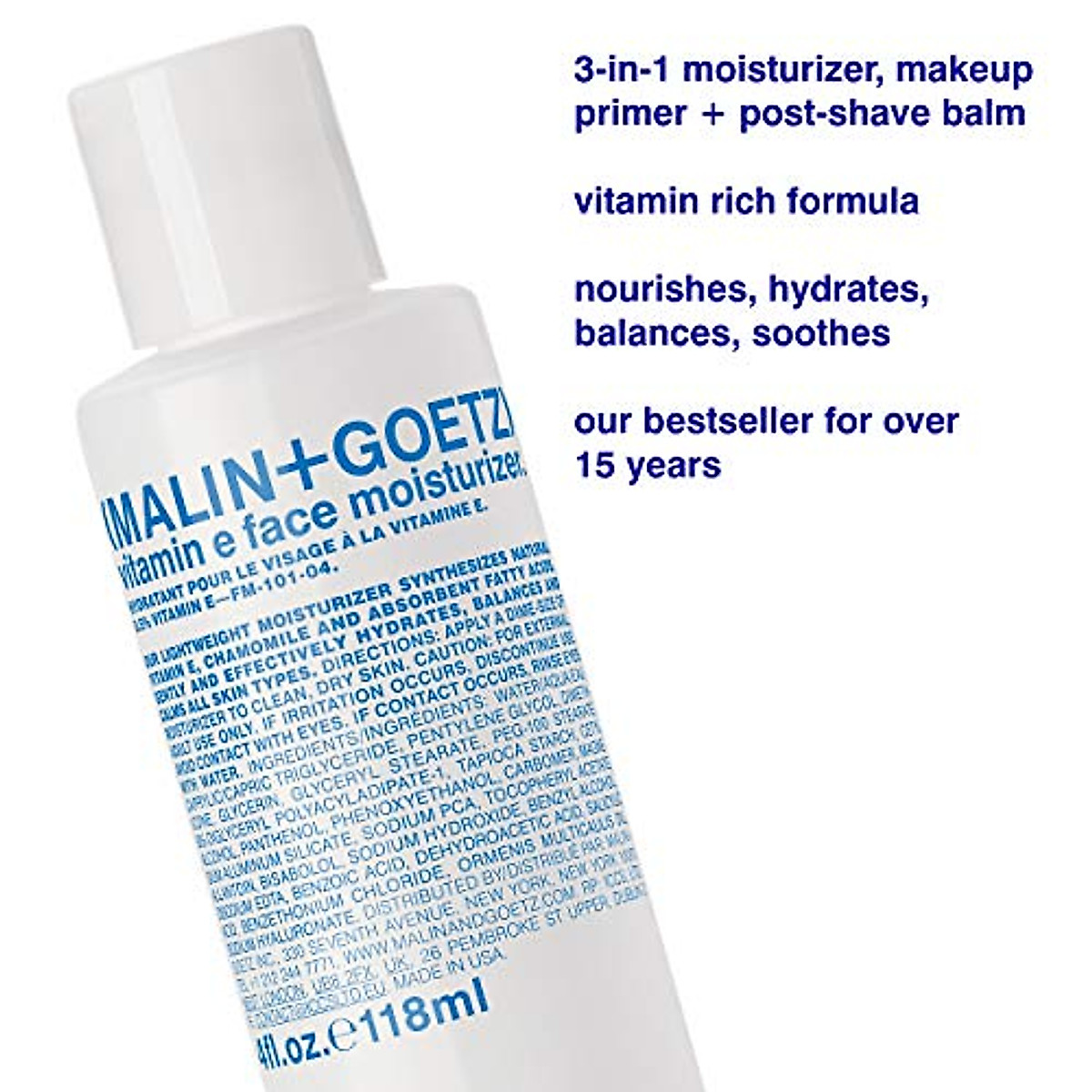 Malin + Goetz Vitamin E Face Moisturizer, 4.0 Fl Oz (Pack of 1)
