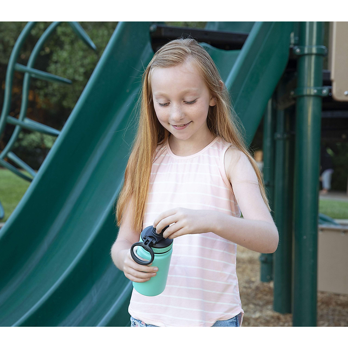 MIRA 12 oz Stainless Steel Kids Water Bottle - Metal Thermos Flask Keeps Cold for 24 Hours, Hot for 12 Hours - Double Wall Vacuum Insulated - Leak Proof BPA-Free Lid - Teal