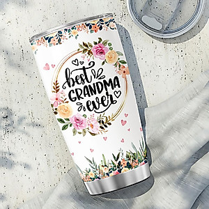 JENOIS Grandma Gifts, Tumbler 20 Oz With Lid And Straw, Coffee Flower Tumblers Granny Floral Cups Water Nana Handle Cup, Grandma Nutrition Facts