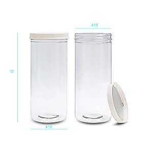 ljdeals 80 oz Tall Clear Plastic Jars with Lids, 2.5 Quart 10 Cup Cylinder Storage Containers, Wide Mouth PET Canisters, Pack of 3, BPA Free, Food Safe, Made in USA