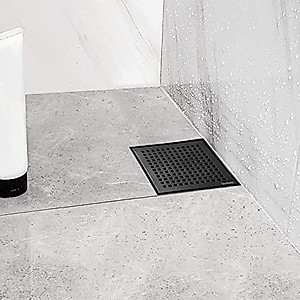 Neodrain 6-Inch Square Shower Drain with Removable Quadrato Pattern Grate,Brushed 304 Stainless Steel, with Watermark&CUPC Certified,Black