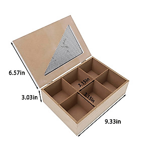 Wooden Tea Bag Organizer，Tea Organizer for Tea Bags，6 Compartments Tea Box Organizer，Tea Bag Holder Organizer,Tea Storage Box for Office Kitchen Cabinet