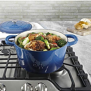 Crock-Pot Artisan Round Enameled Cast Iron Dutch Oven, 7-Quart, Sapphire Blue