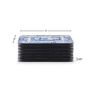 Pimpernel Spode Blue Italian Collection Coasters | Set of 6 | Cork Backed Board | Heat and Stain Resistant | Drinks Coaster for Tabletop Protection | Measures 4” x 4”