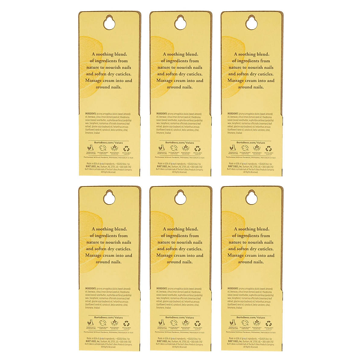 Burts Bees Lemon Butter Cuticle Cream Cuticle Cream Unisex 0.6 oz Pack of 6