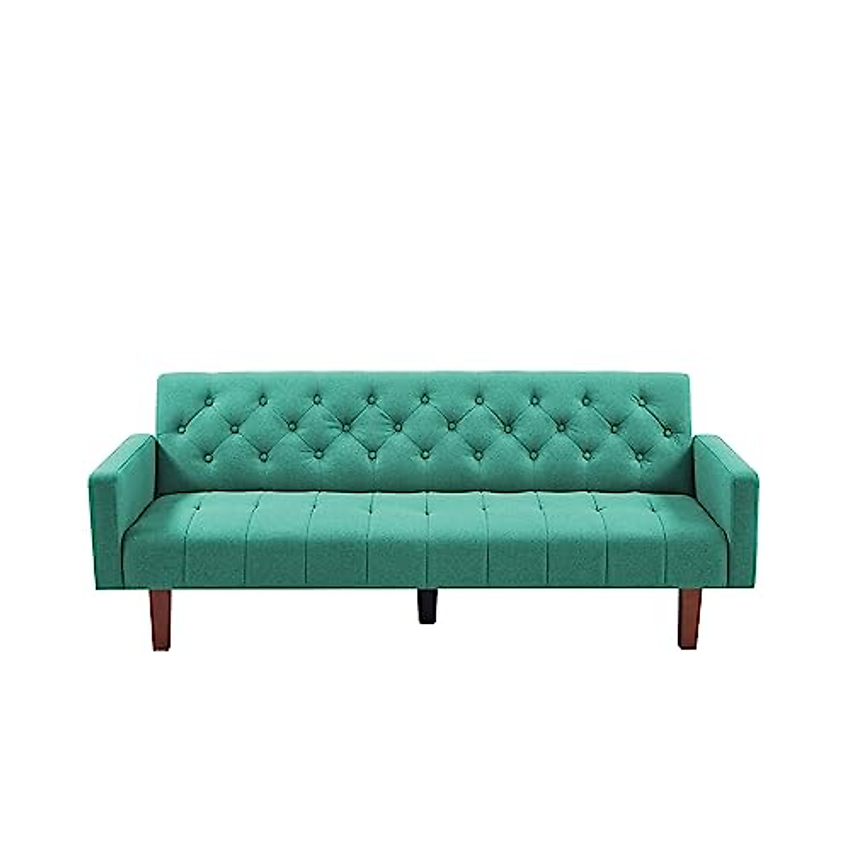 Green, Linen, Convertible Double Folding Living Room Sofa Bed (Eucalyptus Wood Frame)
