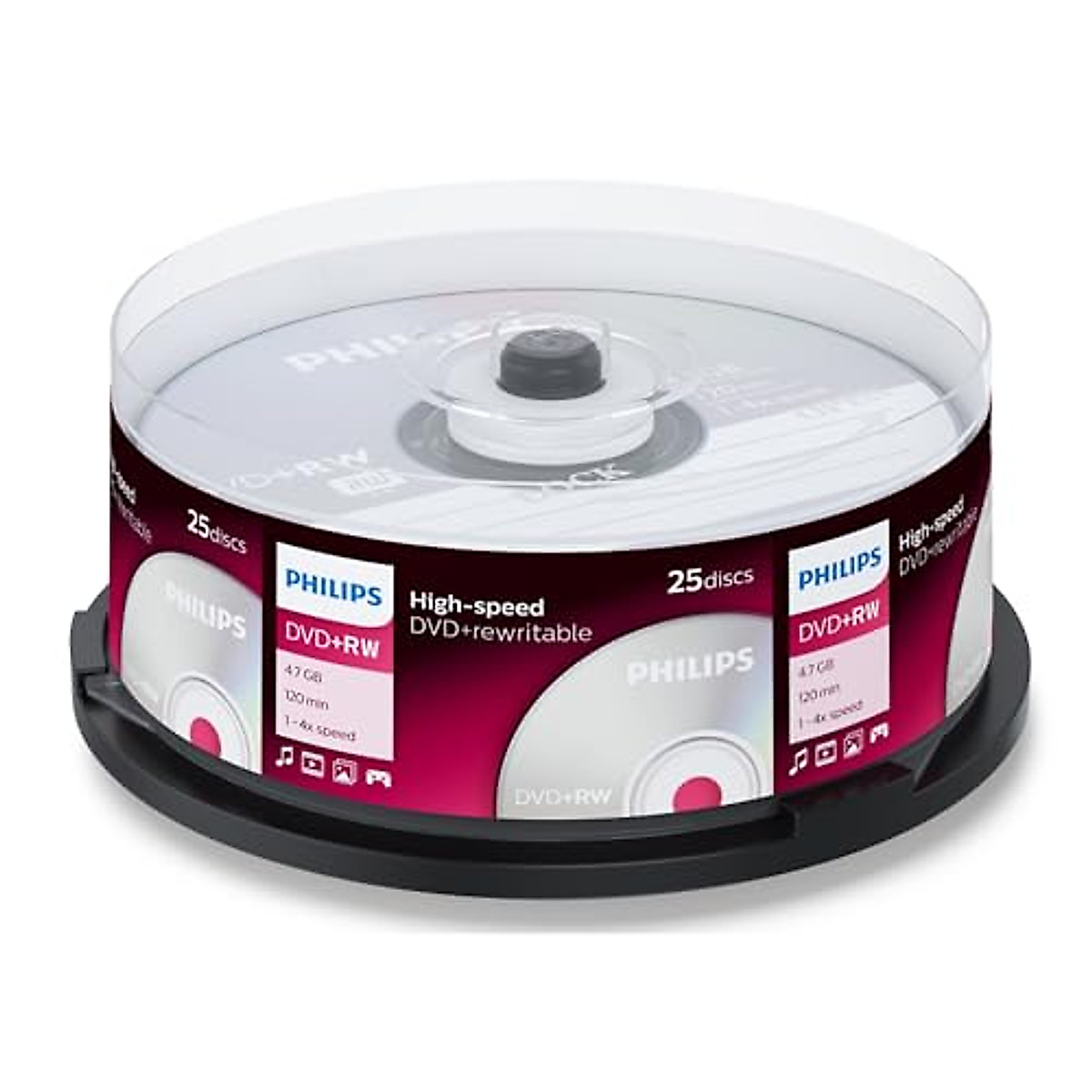 Philips DVD+RW Blanks (4.7 GB Data/120 Minutes Video, 1-4x Speed Recording, 25 Spindle)