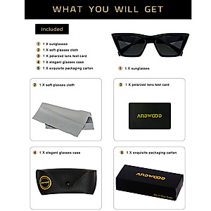 ANDWOOD Cat Eye Sunglasses for Women Polarized Cateye Frames Fashion Vintage Square Classic Retro Sun Glasses