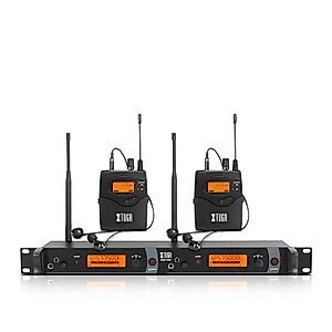 XTUGA IEM1200 Wireless in Ear Monitor System 2 Channel 2/4 Bodypacks Monitoring with in Earphone Wireless Type Used for Stage, Studio and Church (2 Bodypacks)