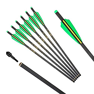 REEGOX Crossbow Bolts 16 inch Carbon Crossbow Arrows for Hunting and Target Practice with Moon nocks and Field Tips (6 Pack) (16)