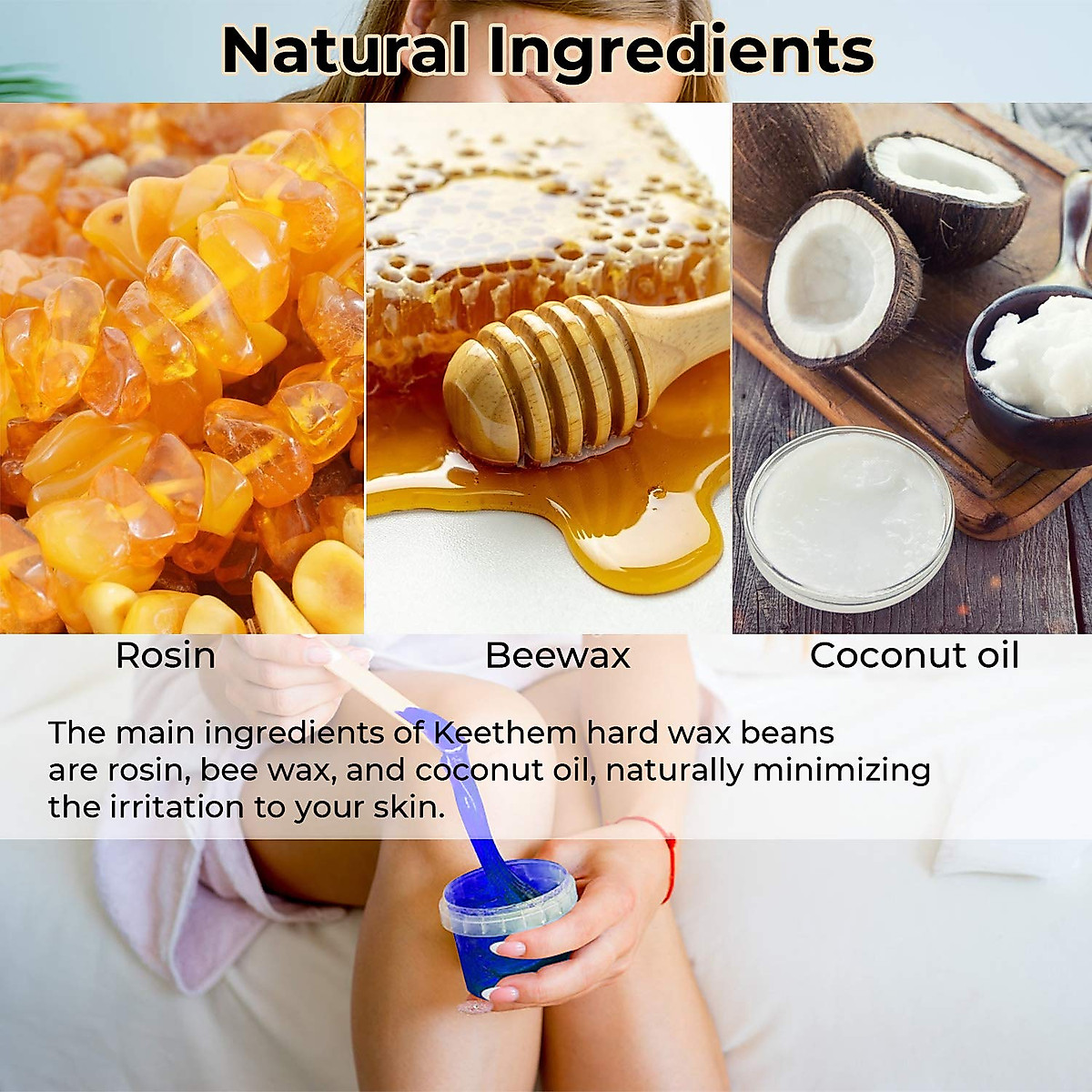 Wax Beads for Hair Removal, Keethem 10.5oz Hard Wax Beans Coarse Hair Waxing Beads for Face, Eyebrow, Bikini Brazilian for Women Men with 10 Applicators 3 packs