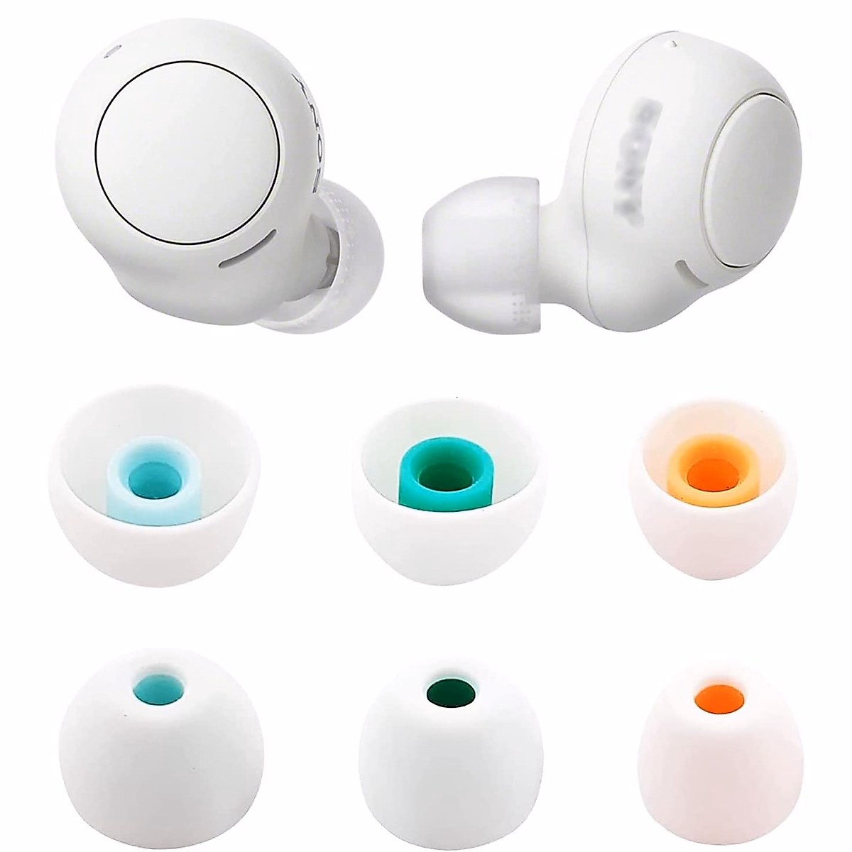 ALXCD Eartips Compatible Sony WI-XB400 WF-C500 Earbuds, S/M/L 3 Pairs Soft Silicone Ear Tips Replacement Earbuds Tips, Compatible with SONY WI-XB400 WF-C500, SML White