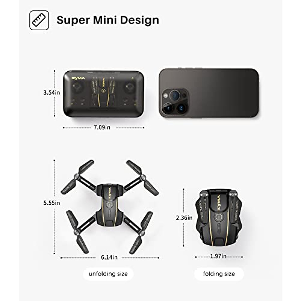 Mini Drone for Kids Beginners, Syma Portable Indoor Quadcopter with Altitude Hold,3D Flips,Headless Mode and Speed Switch Mode, Easy to Fly Helicopter Plane Toy Gift for Boys Girls