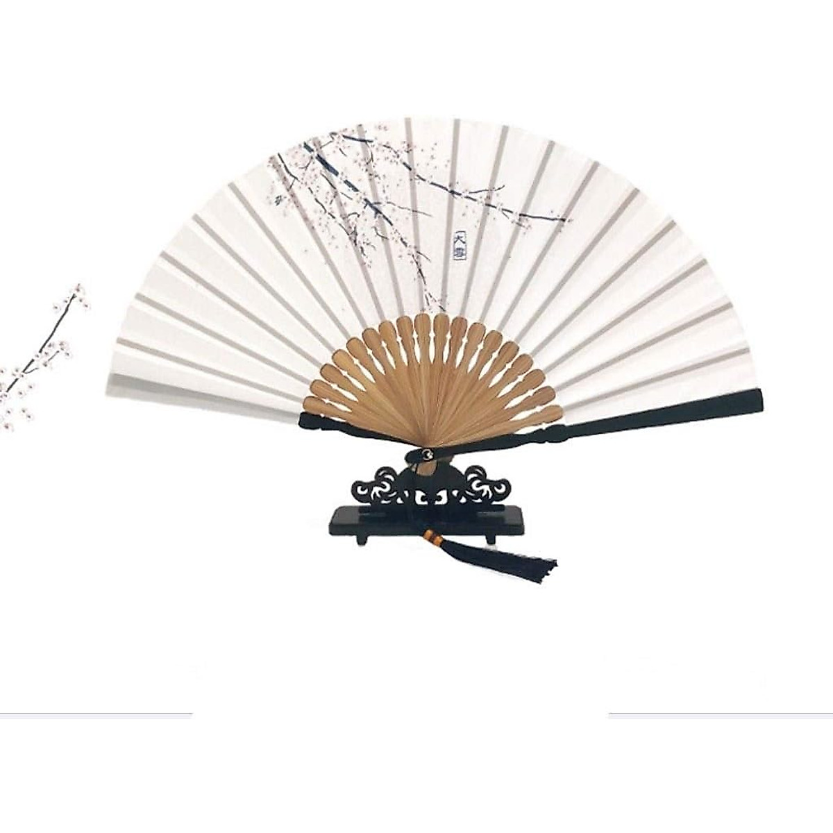 Hand Fan Folding Fan,Hand-held Fan,Folding Fan Female Classical Bamboo Bone Folding Fan Ancient Wind Tassel Small Fan Women Fans Hand Paper Folding Props Vintage style