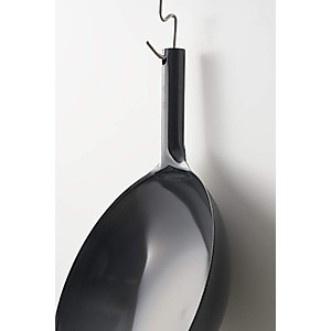 SOONEAR KOTE2 Carbon Steel Wok Light Weight Gas Fire Round Bottom Carbon Steel Handle No Rivets Size L 14 1/4" [Made in Japan]