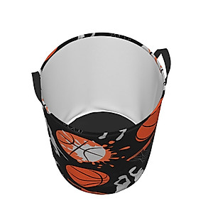 Gbuzozie Sport Basketball Pattern Round Laundry Hamper Storage Basket Toys Clothes Organizer Bin For Home Bathroom Bedroom Dorm Nursery, 62l