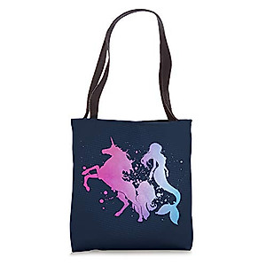 Unicorn Mermaid Fantasy Fairy Tale Lover Vintage Art Graphic Tote Bag