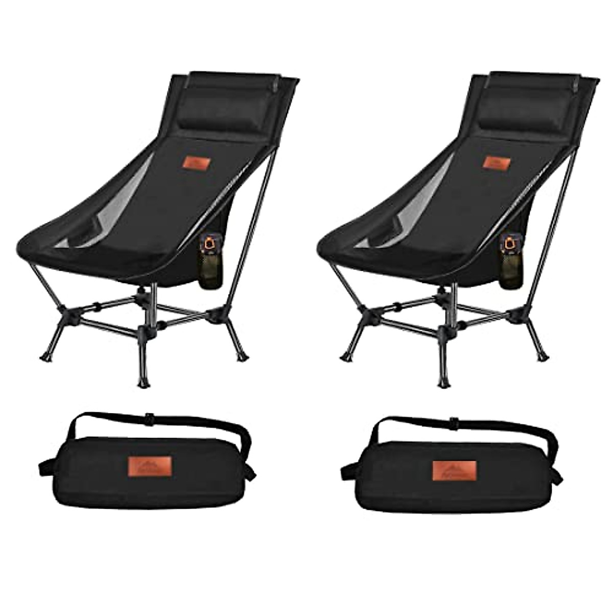 AnYoker Camping Chair, 2 Way Compact Backpacking Chair, Portable Folding Chair, Beach Chair with Side Pocket, Lightweight Hiking Chair 016 (Ink 2 Pack)