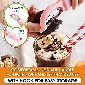 Spring Chef Premium Swivel Vegetable Peeler, Soft Grip Handle and Ultra Sharp Stainless Steel Blades - Perfect Kitchen Peeler For Veggie, Fruit, Potato, Carrot, Apple - Pink Lemonade