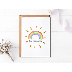 EdgarGifts You Are Amazing Card. Thank You Rainbow Card - Congrats Happy Card - Motivational Happy Card - Rainbow Gift - Friendship Card