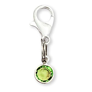 Preciosa Birthstone Zipper Pulls Clip On Charms, Birth Stone with Silver Base, Personalized Zipper Pull w/Birthstone, Your Choice! Preciosa (August (Peridot))