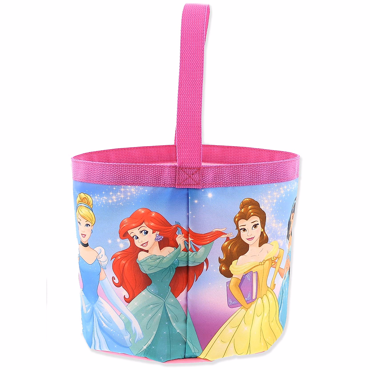 Disney Princess Girls Collapsible Nylon Gift Basket Bucket Tote Bag (One Size, Pink)