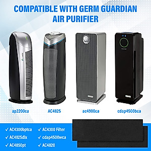 8pk Activated Carbon Replacement Filters Compatible with Germ Guardian FLT4825 HEPA Filter, AC4800 Series, Filter B
