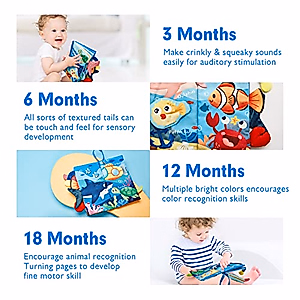Baby Books 0-6 Months,Infant Tummy Time Toys High Contrast Sensory Baby Toys 6 to 12 Months Touch Feel Book Gift Christmas Stocking Stuffers for Boys Girls 0-3 Months Book Early Learning Stroller Toy