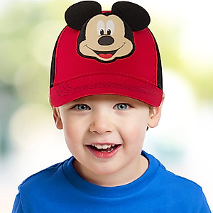 Disney Boys Baseball Cap, Mickey Mouse Adjustable Toddler Hat, Ages 2-4, Red/Black